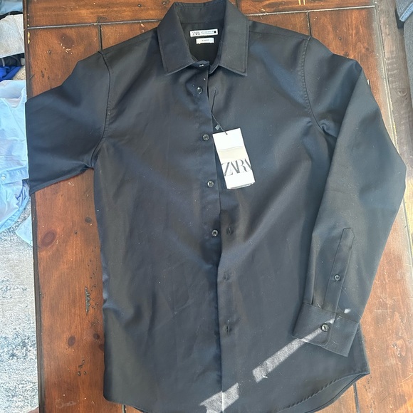Zara | Shirts | Zara Mens Slim Fit Black Dress Shirt Brand New | Poshmark